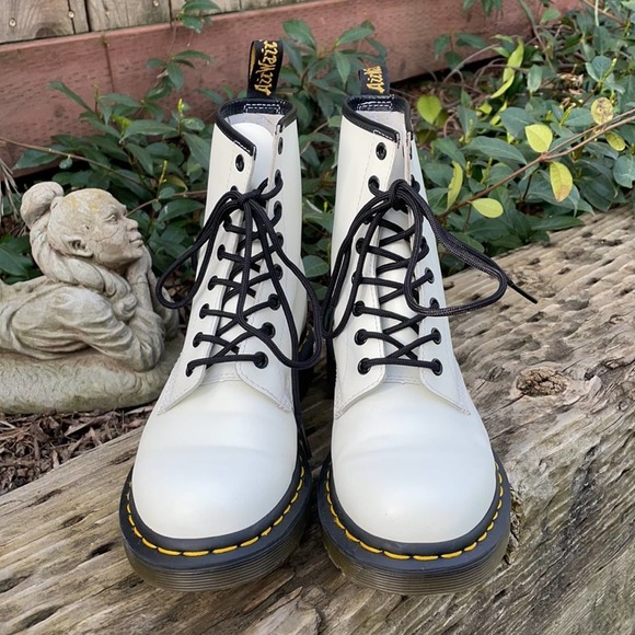 Dr. Martens | Shoes | Dr Martens 46 Matte White Combat Boots Size 8 ...